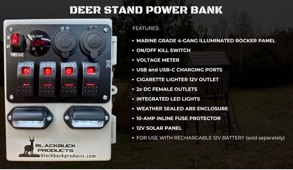 Blackbuck Products Deer Stand Power Bank with Solar Panel – BuckedUp ...