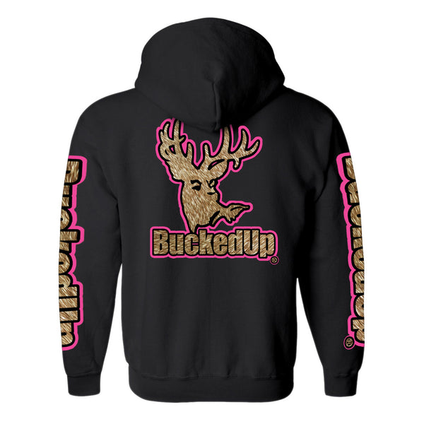 Bucked Up | BuckedUp Pullover Hoodie - Black with Pink Buckskin Logo ...